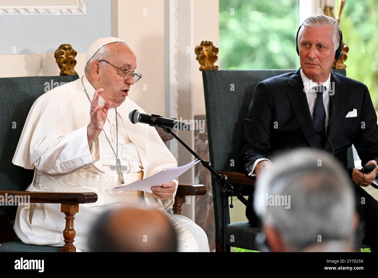 Pope Francis and King Philippe - Filip of Belgium pictured during a ...