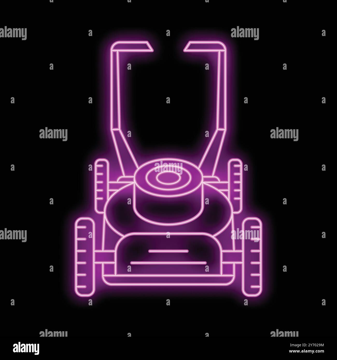 Vibrant neon sign depicting a lawn mower, radiating a captivating ...