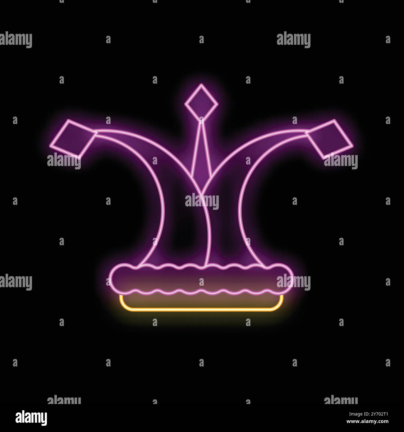 Glowing neon sign depicting a classic jester hat with bells, set ...