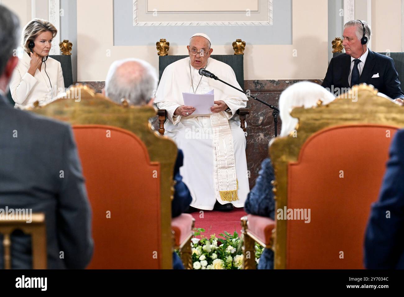 Queen Mathilde of Belgium, Pope Francis and King Philippe - Filip of ...
