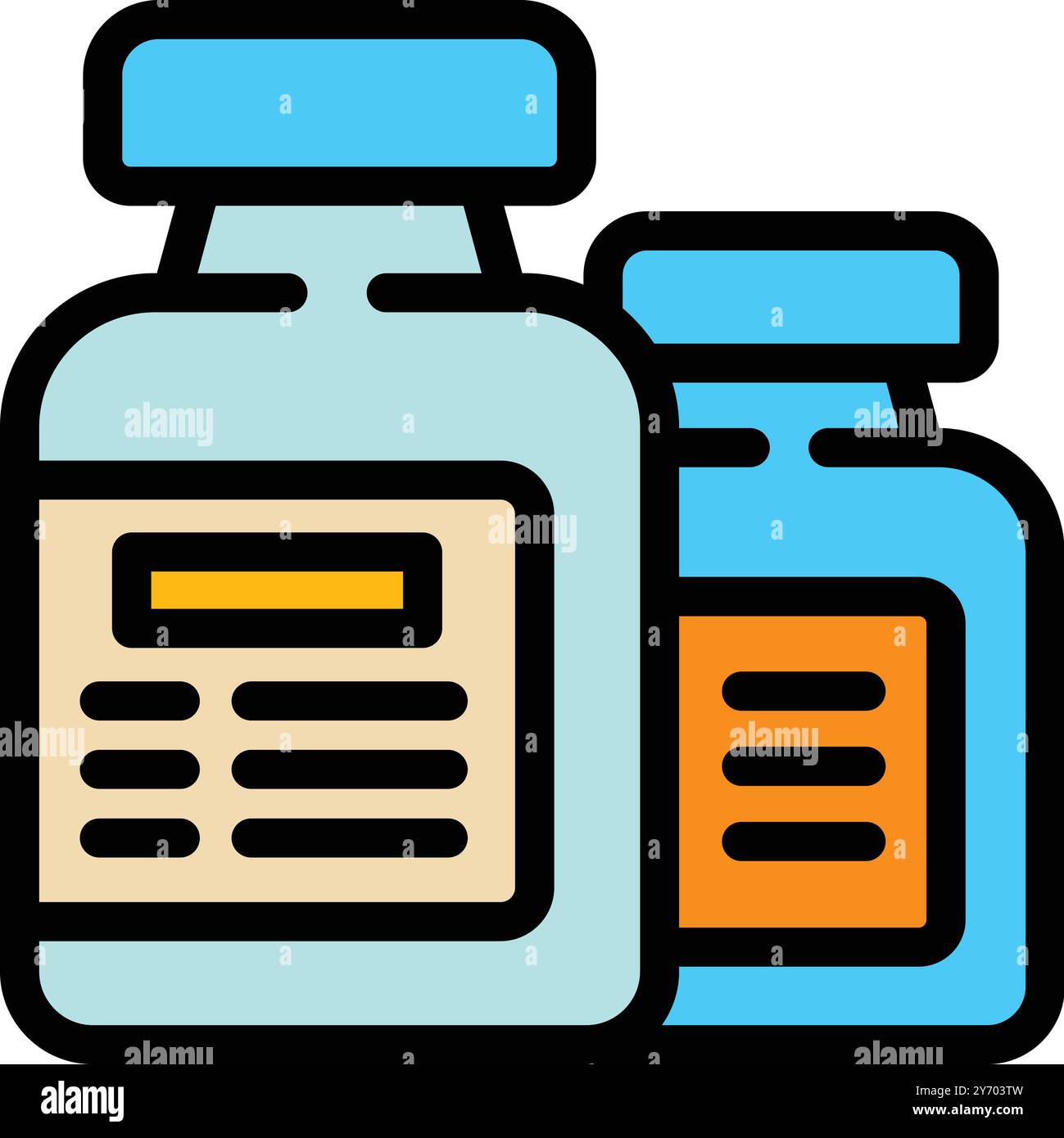 Two medical bottles standing side by side with labels displaying ...