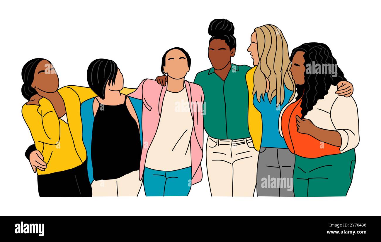Business women team standing together vector art Stock Vector Image ...