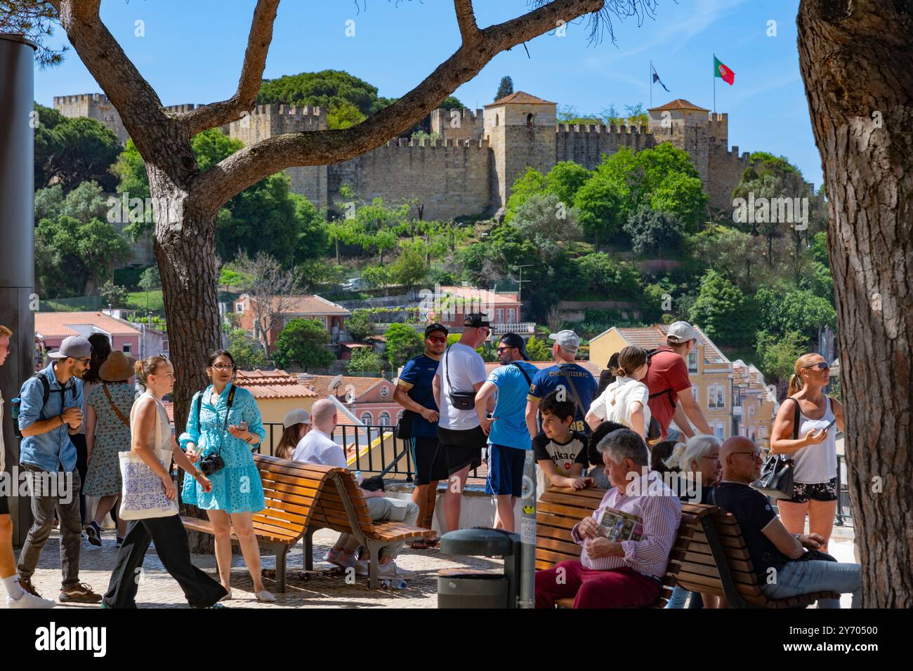 Miradouro da Graça viewpoint which overlooks Lisbon Castle and most of ...