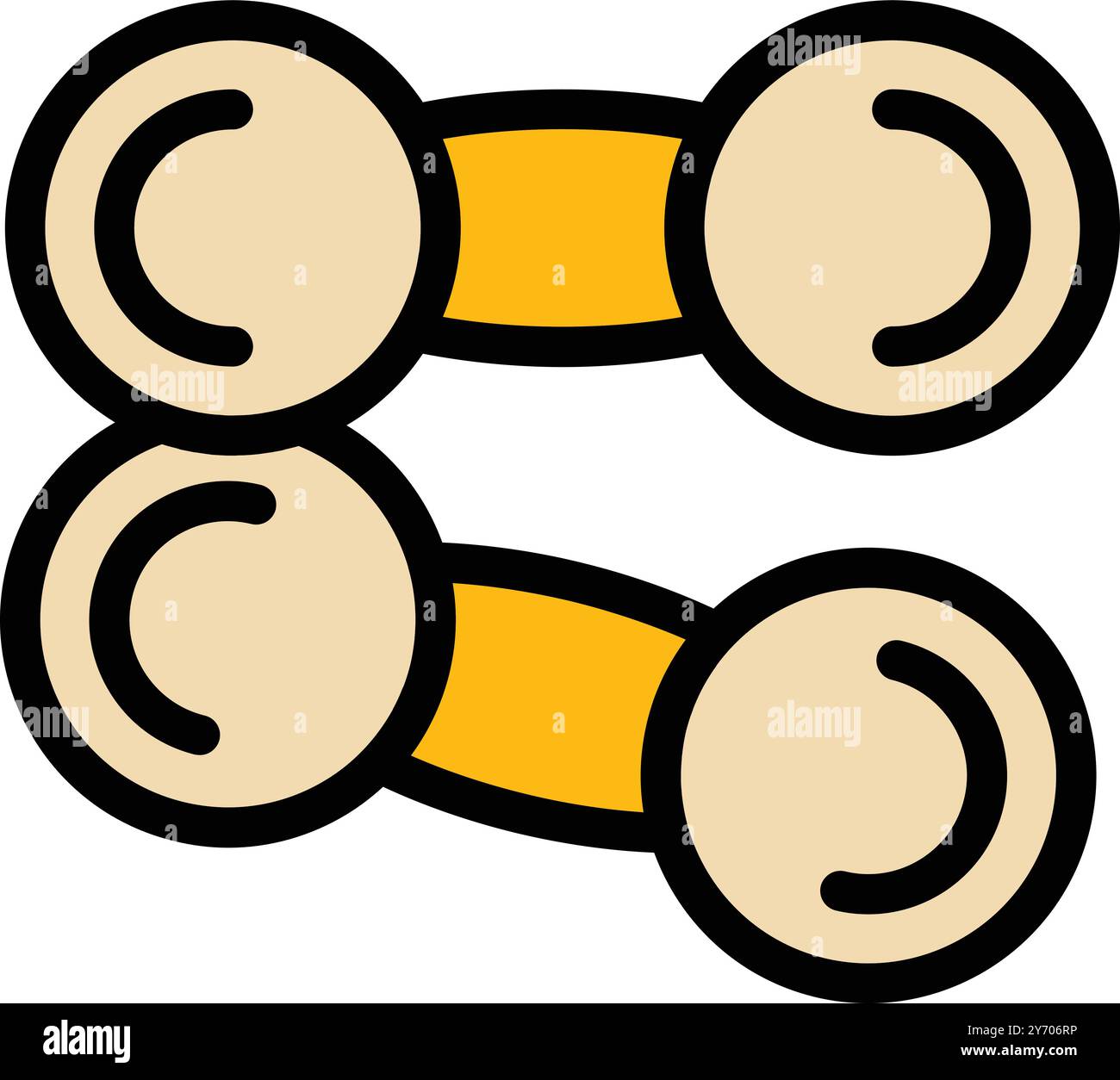 This icon of a chemical formula is representing two atoms connected ...