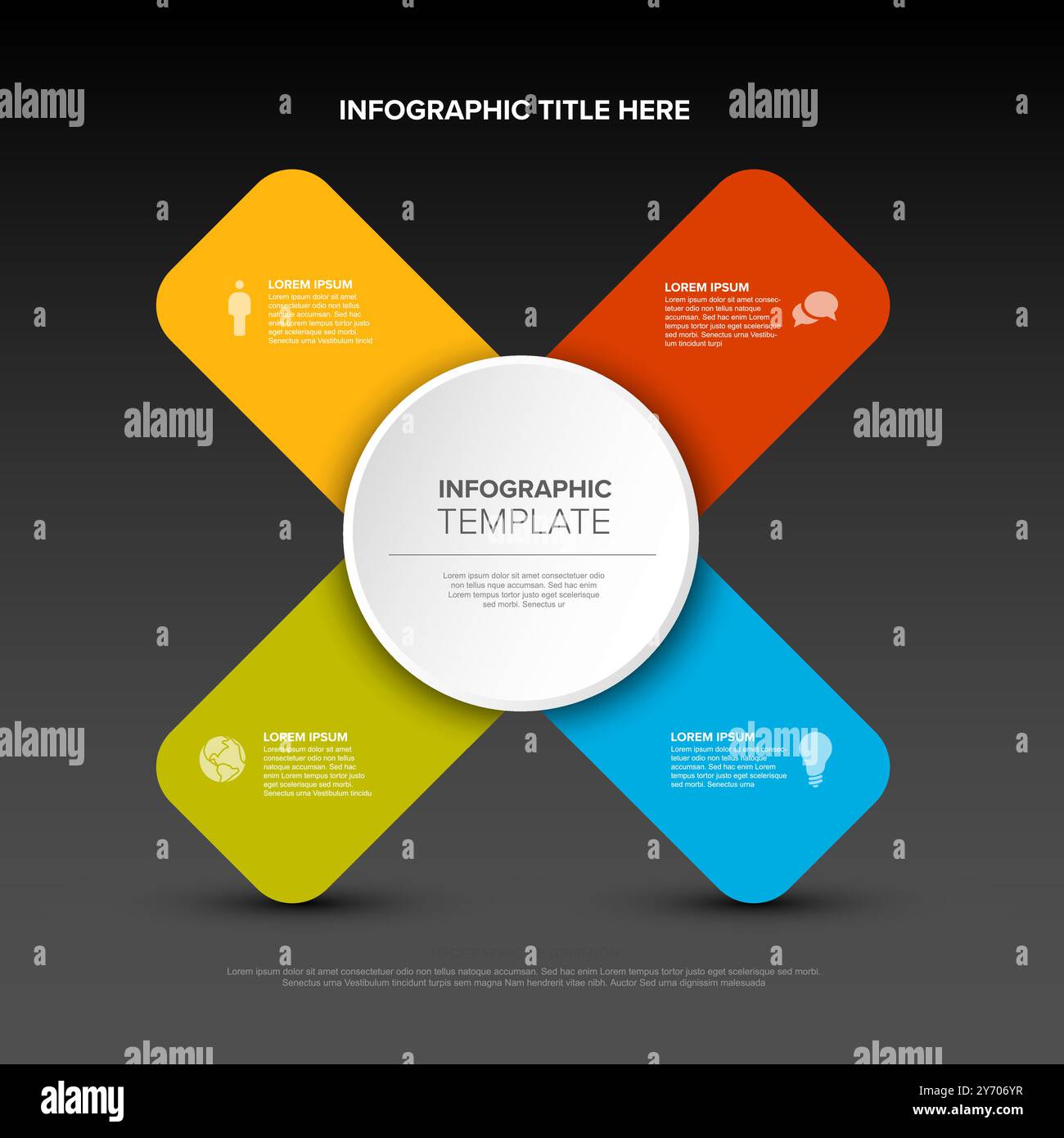 Multipurpose cross infographic template with big center and four ...