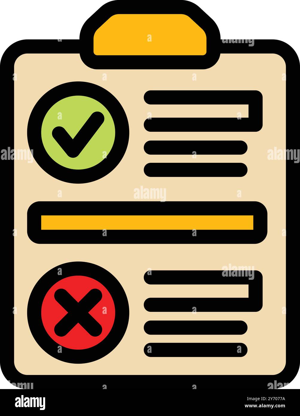 Clipboard showing checkmark for approve and cross for reject symbol ...
