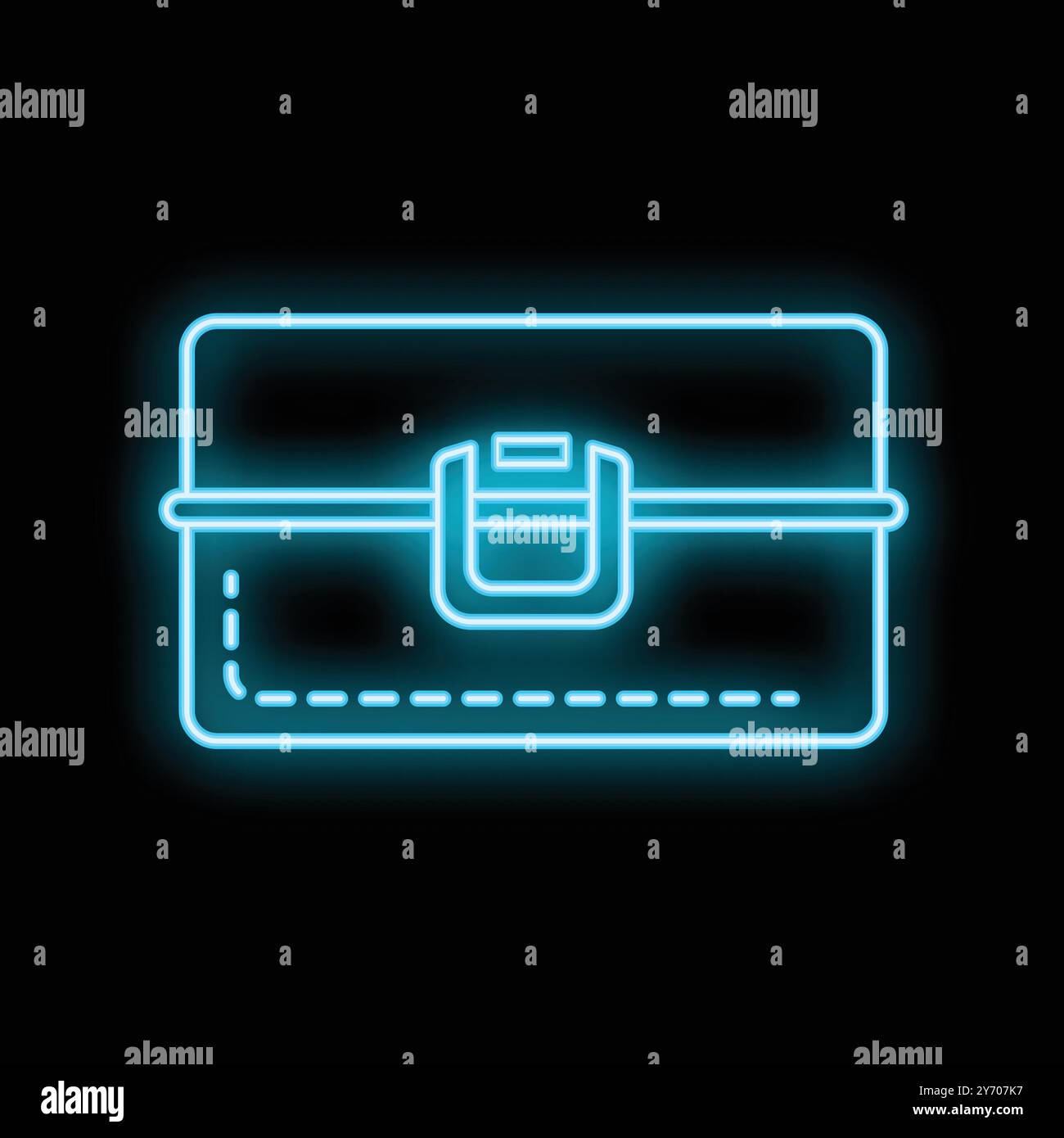 Bright blue neon lunch box glowing on a black background Stock Vector ...
