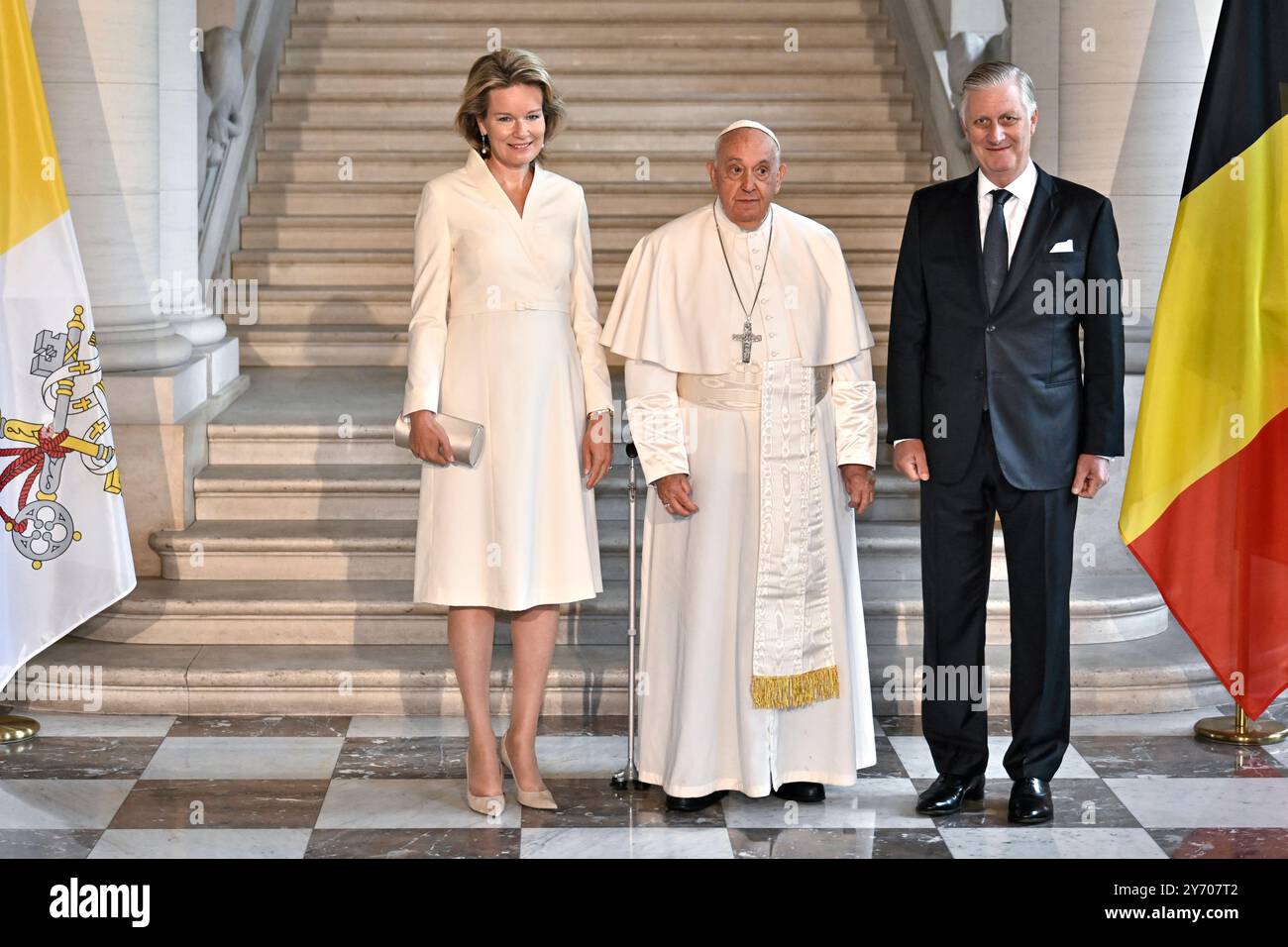 Queen Mathilde of Belgium, Pope Francis and King Philippe - Filip of ...