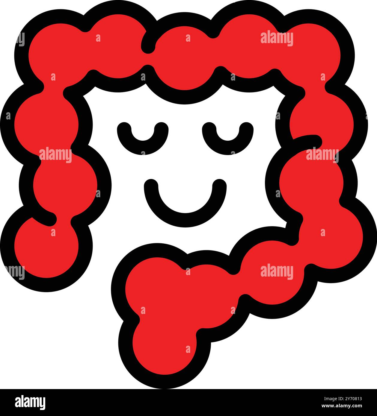 Cartoon intestine character with a happy expression, representing good ...