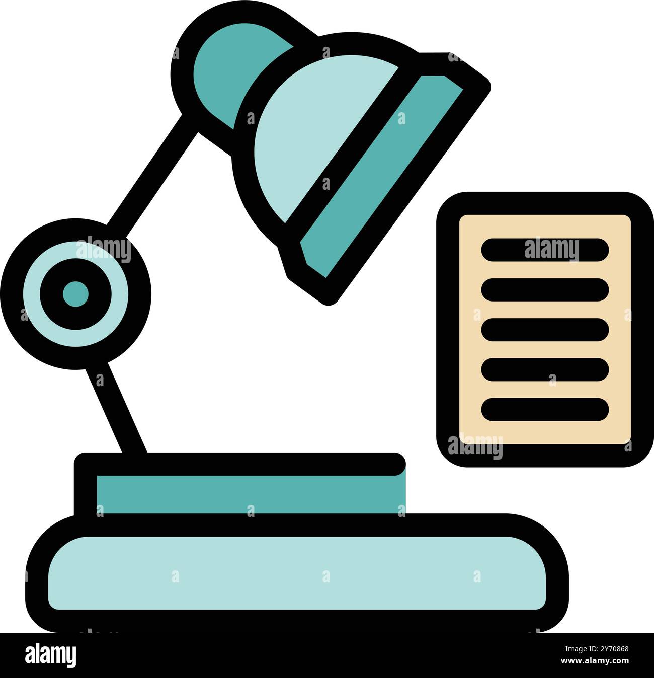 Simple desk lamp is casting light on a document, creating a conducive ...