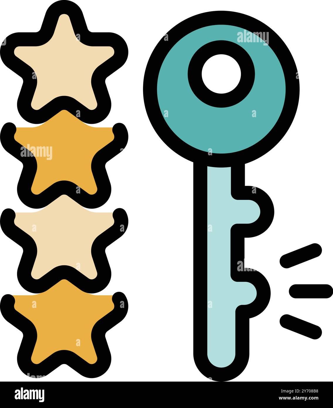 Concept of key unlocking five stars for a successful customer ...