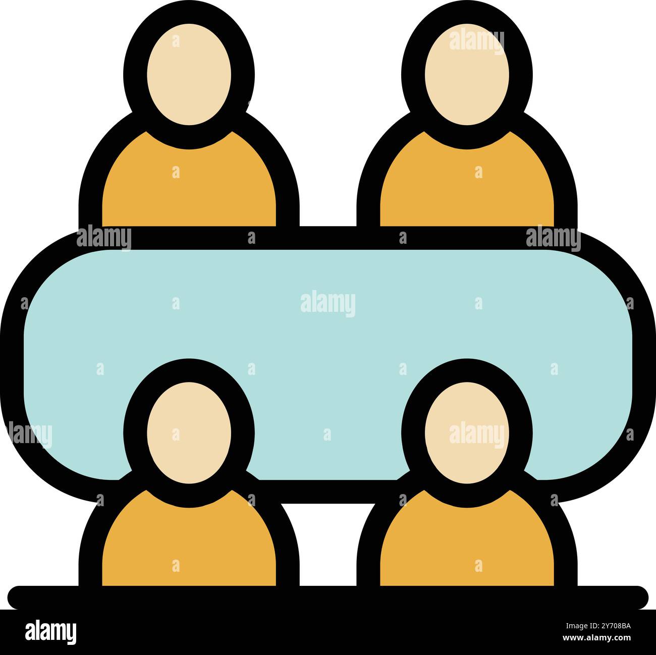 Four business people are having a meeting sitting around a table ...