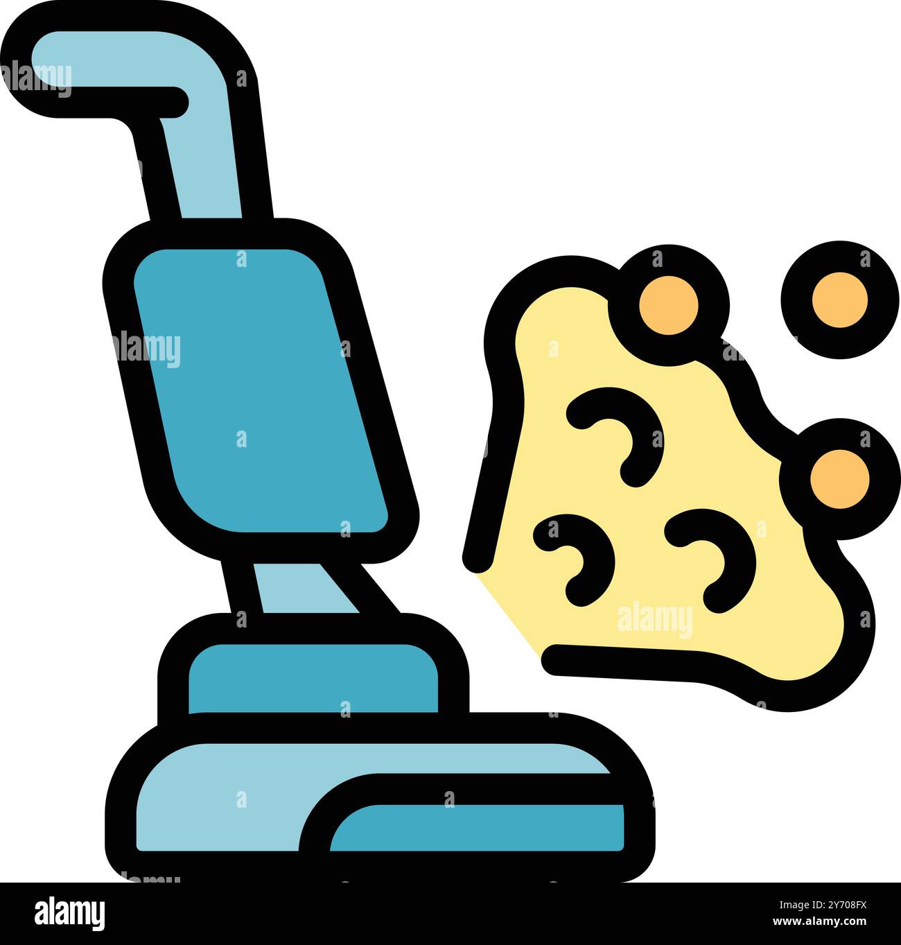 Vacuum cleaner removing dust particles from floor icon, cleaning ...