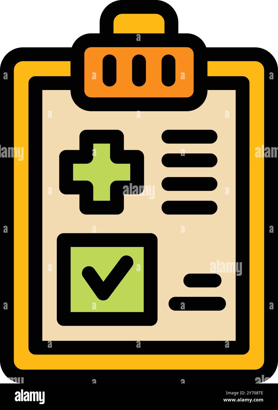 Medical record clipboard showing completed healthcare form with ...