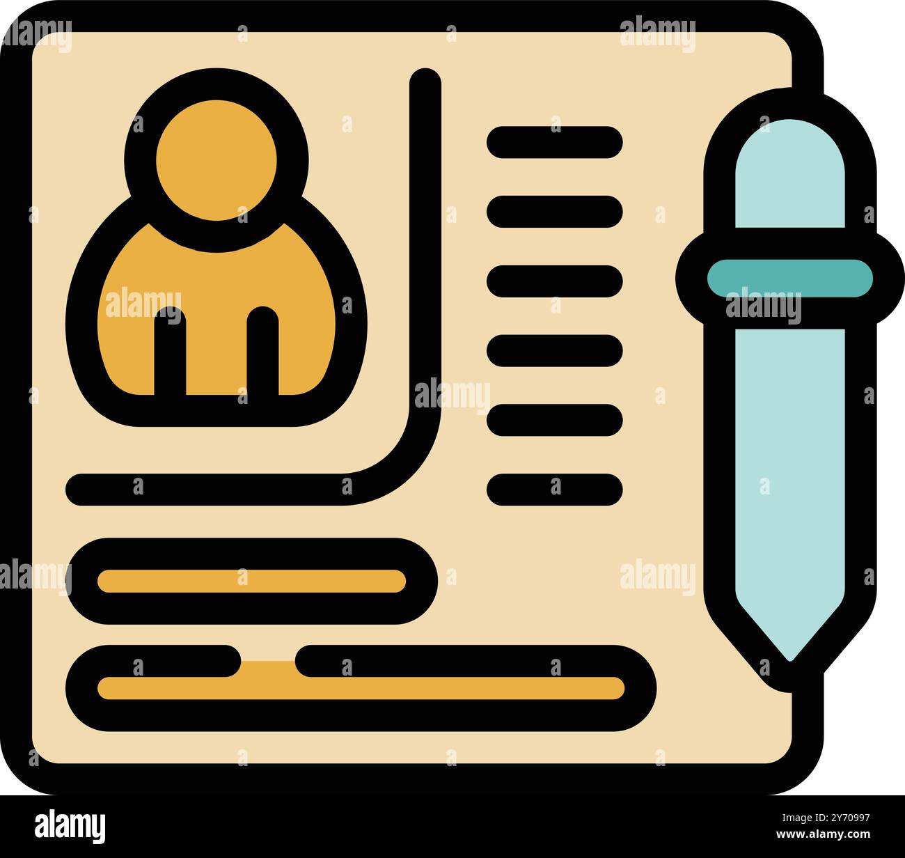 Human resources manager is reviewing a job application with a pen in ...