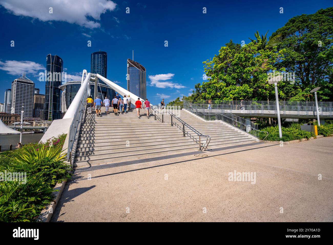 Brisbane, QLD, Australia - People walking across the new Neville Bonner ...