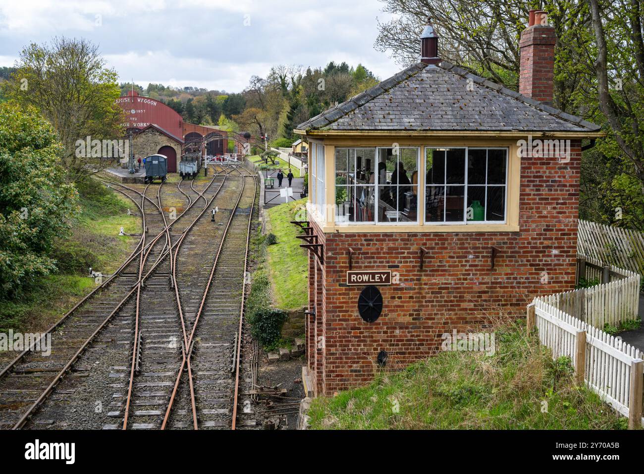 Signal box and station platform at Rowley Station, Beamish Museum ...