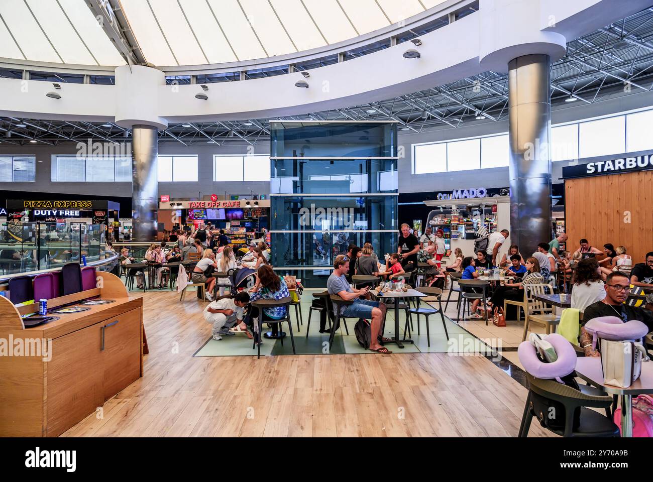 Antalya, Turkey 03.08.2024: Antalya airport terminal 2 clean zone with ...