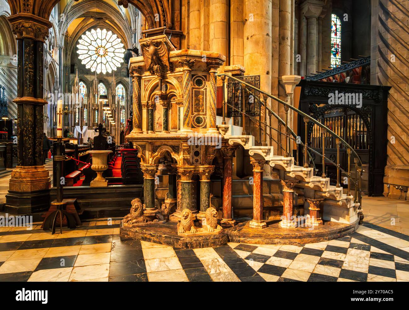 Elaborate marble pulpit (1874), part of the Victorian restoration of ...