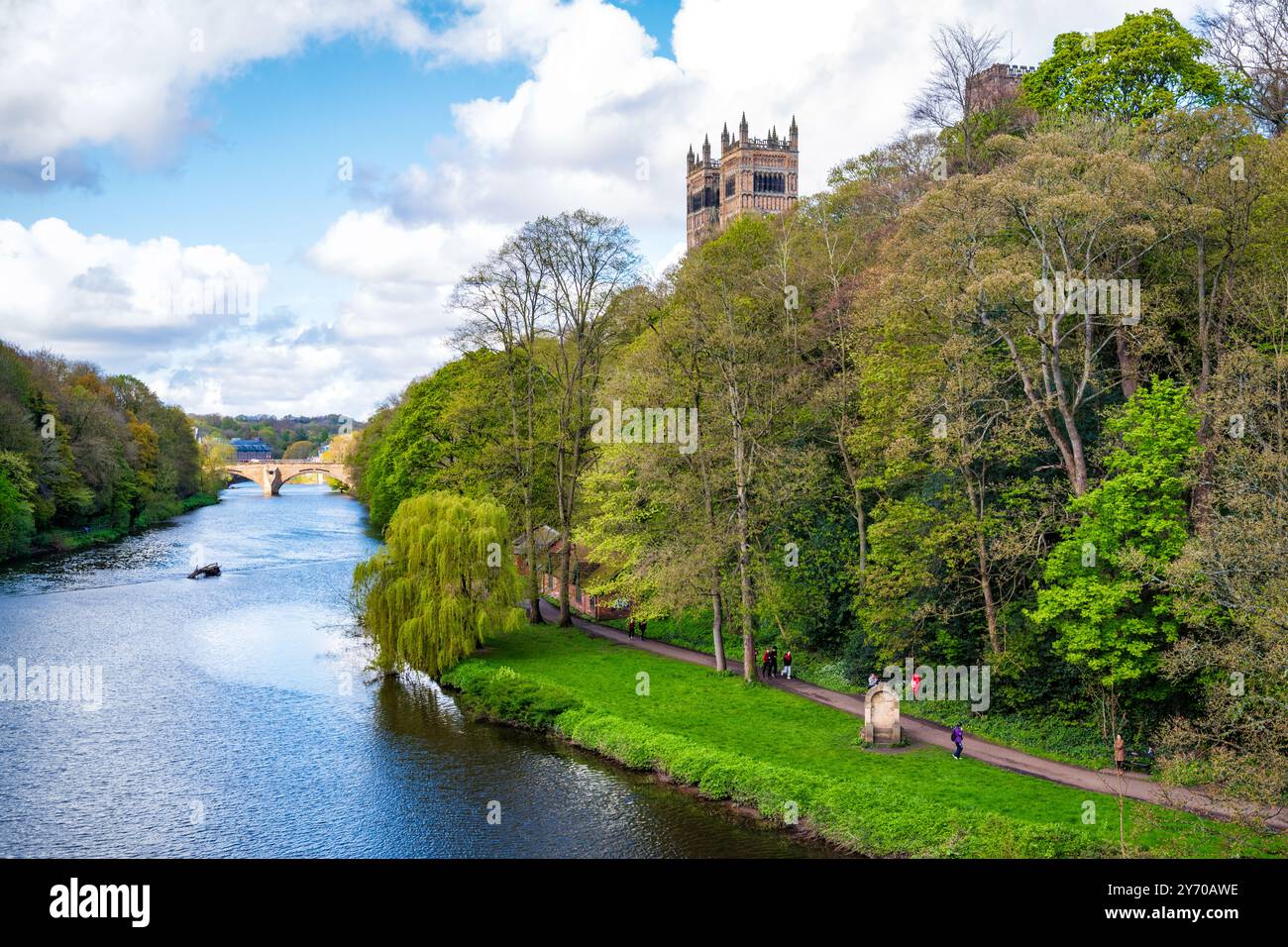 View from Prebend's Bridge, looking north on the River Wear, showing ...