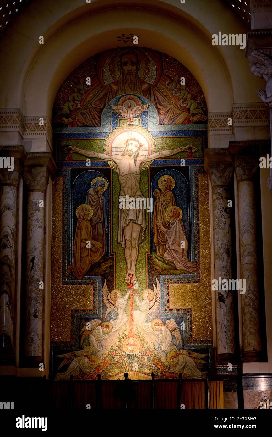 Mosaic of the Holy Trinity on the main altar of Basilique de la ...