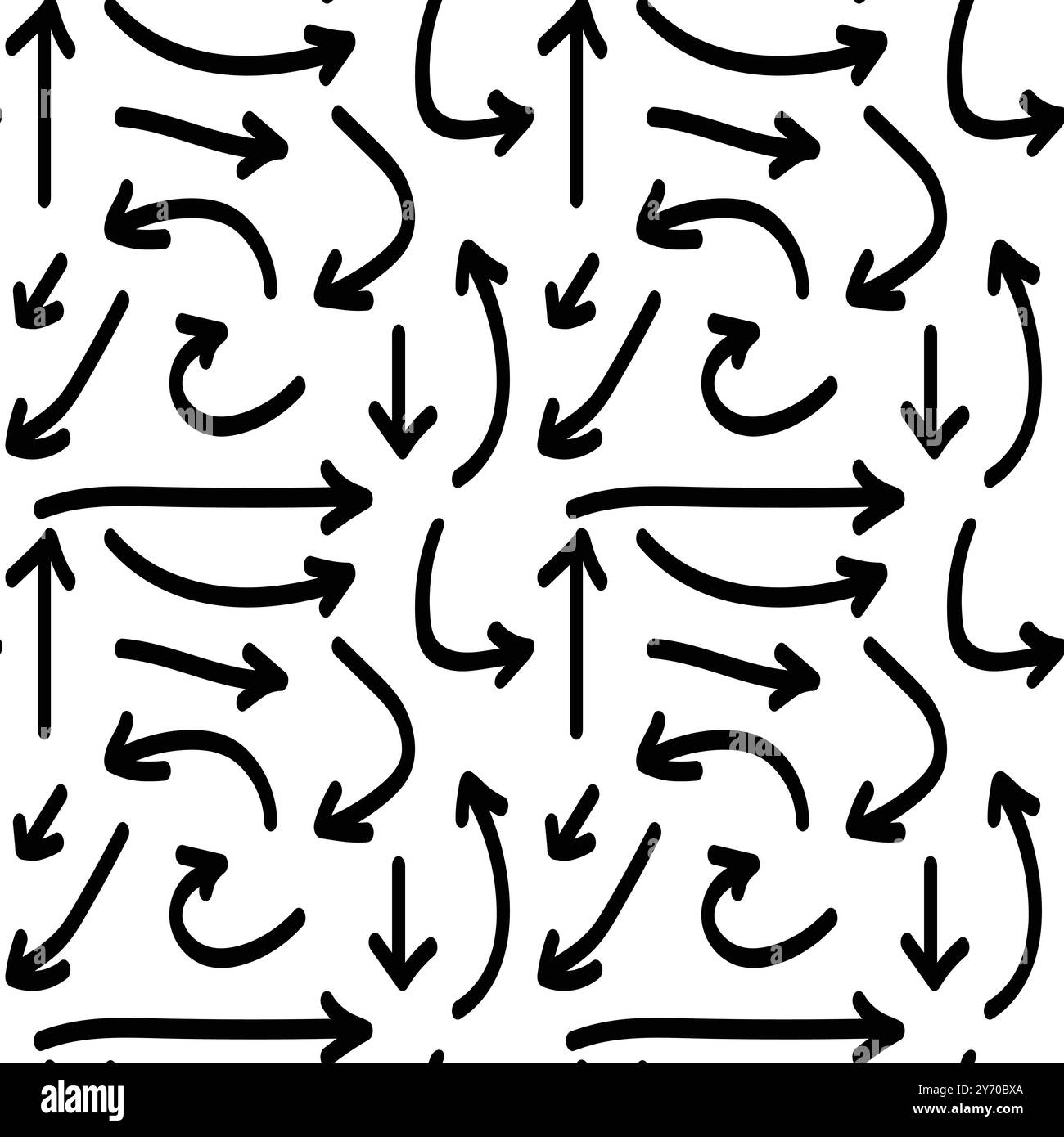 Hand drawn black arrows pointing in different directions seamless ...