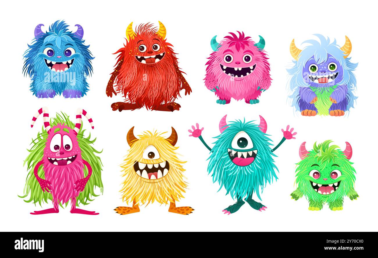 Set of isolated cute little monsters. Clip-arts Stock Vector Image ...