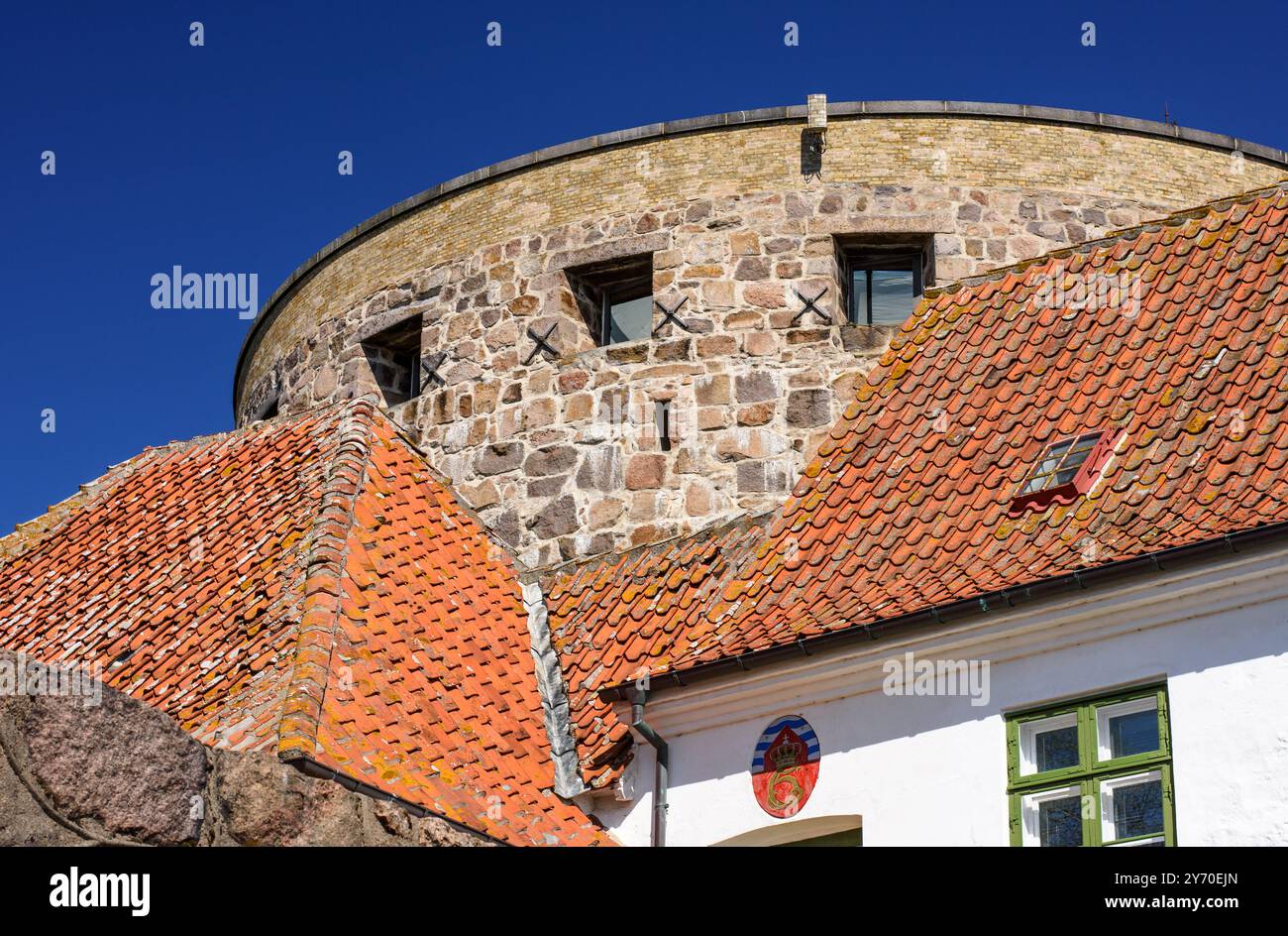 Old historical buildings on the Danish island of Christianso in the ...