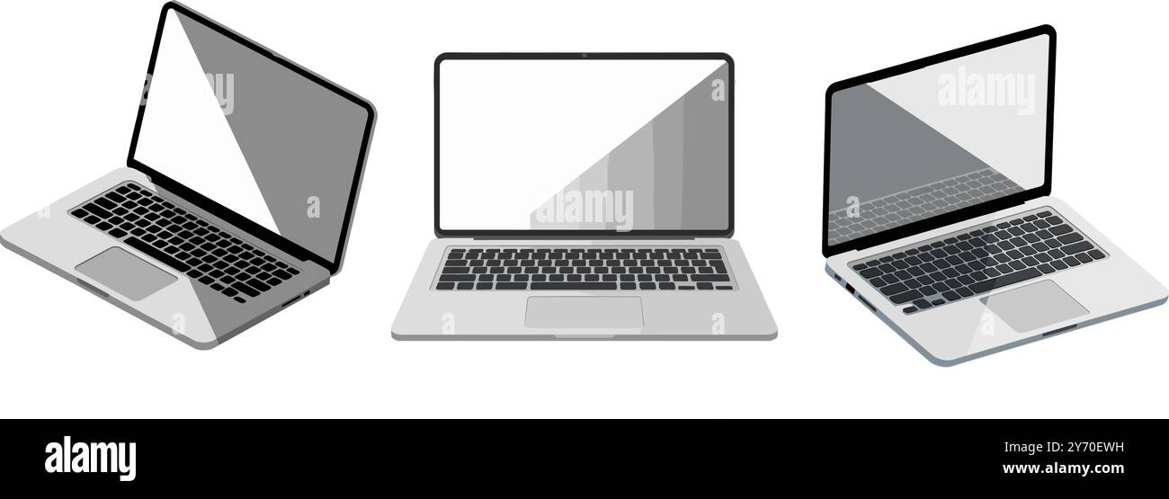 Set of laptop mockups different angles views Stock Vector Image & Art ...