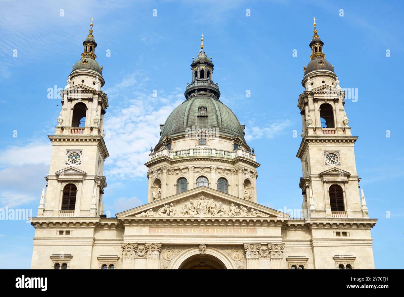 Main facade of St. Stephen's Basilica in Budapest city, Hungary Stock ...