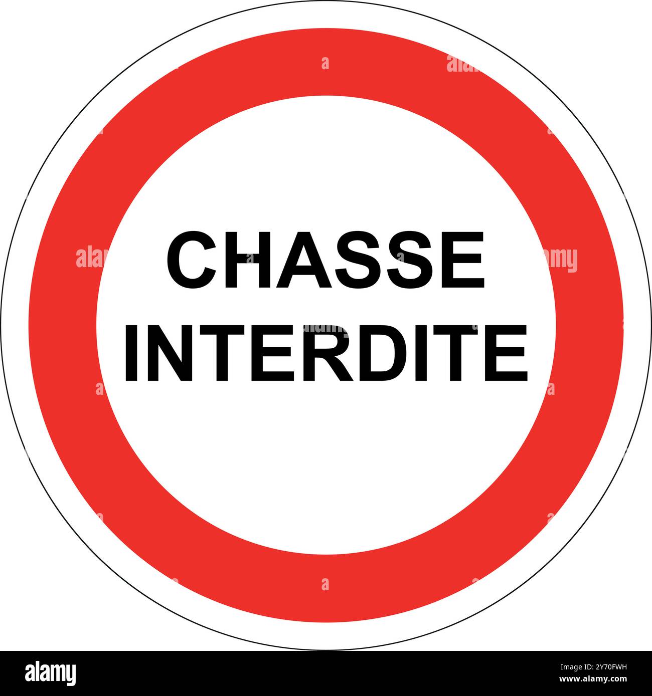 Warning sign: Hunting prohibited in a white circle with red surround ...