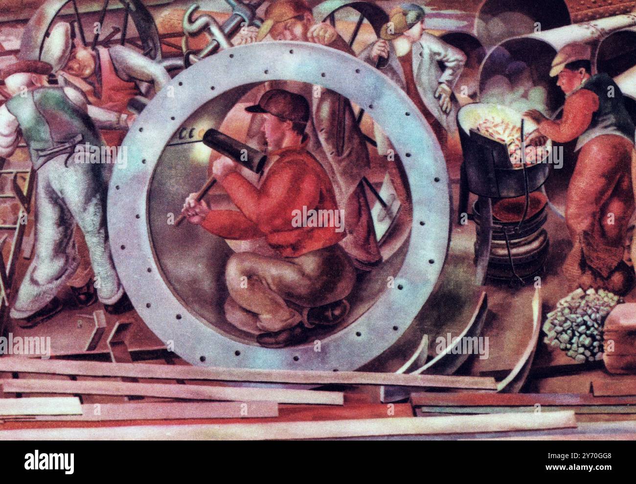 Shipbuilding On The Clyde: Riveters (detail), c1941. By Sir Stanley ...