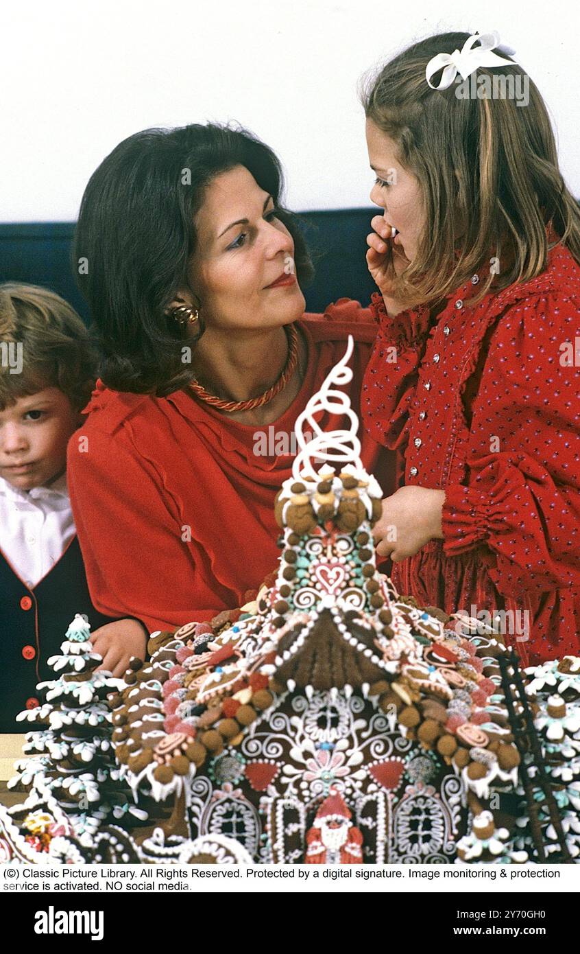 Crown princess Victoria of Sweden 1984. Pictured with her mother Queen ...