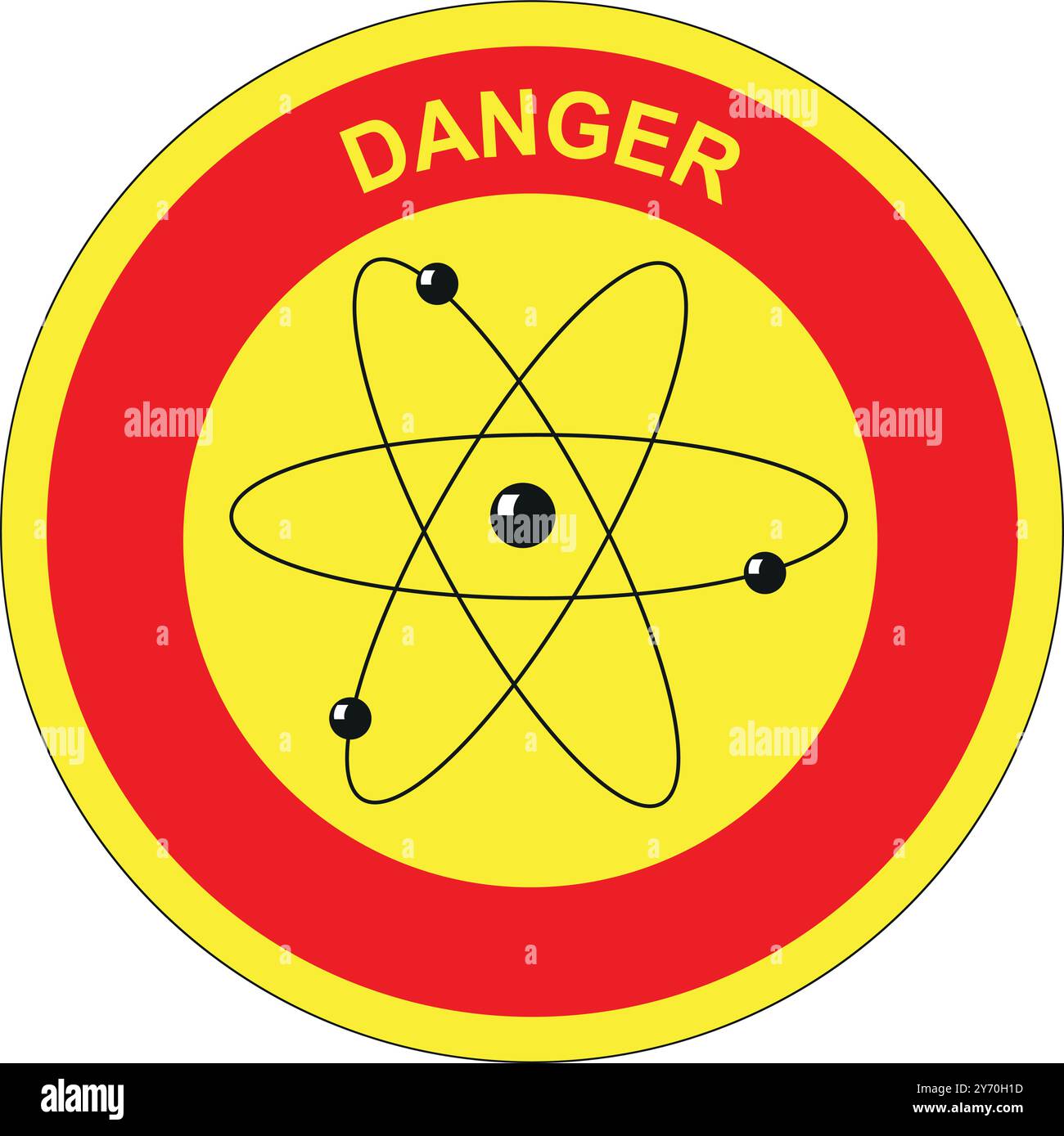 Round yellow sign with red frame: danger atom Stock Vector Image & Art ...