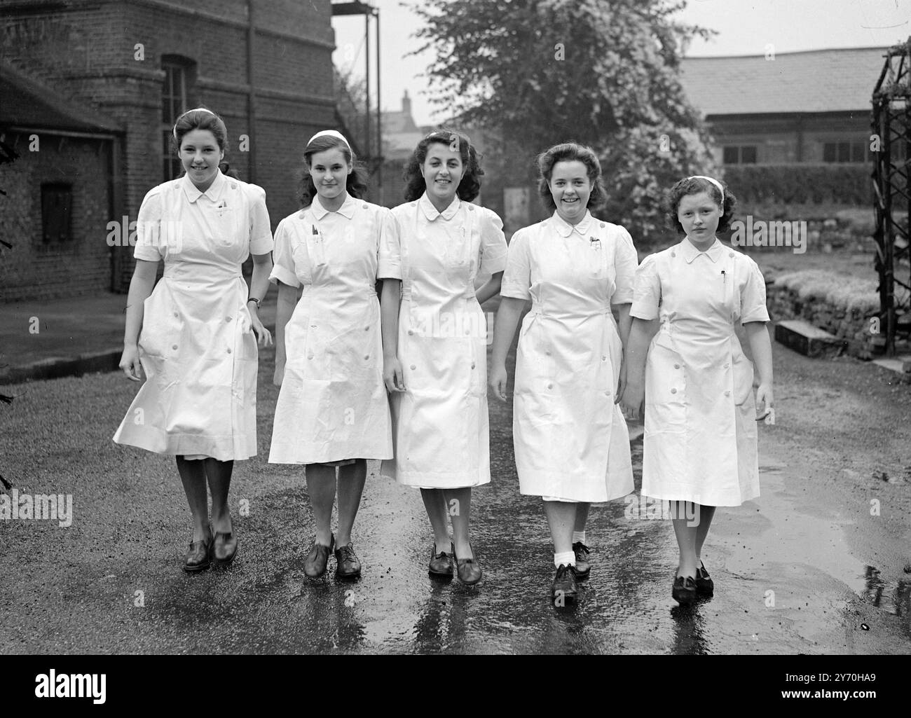 NURSE CADETS AT FULHAM HOSPITAL Five girls between the ages of fifteen ...
