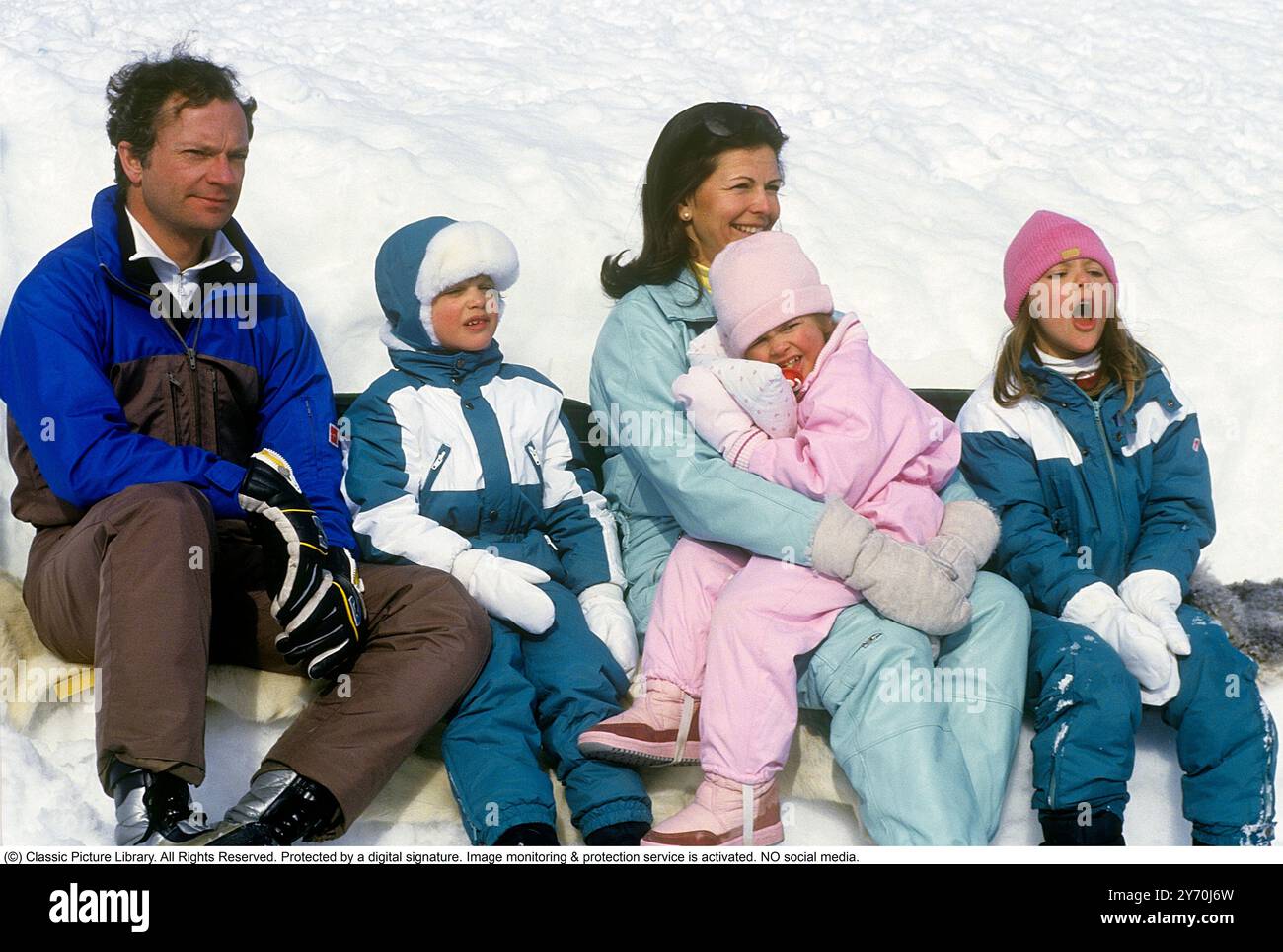 King Carl XVI Gustaf and Queen Silvia of Sweden and their children ...