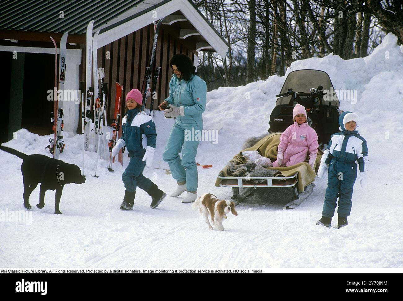 Queen Silvia of Sweden and her children Crown princess Victoria, prince ...