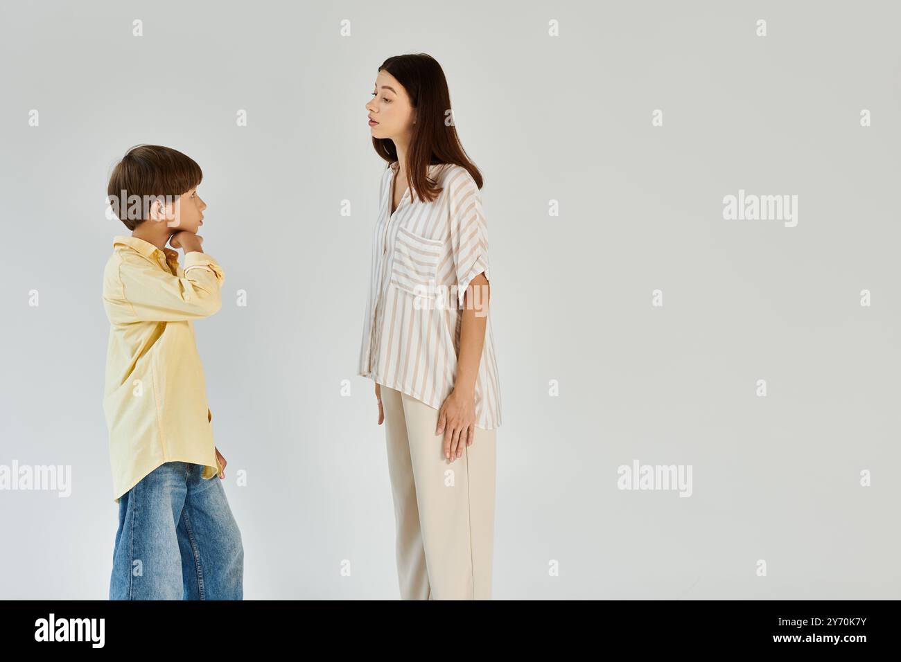 A mother passionately communicates with her son, fostering ...
