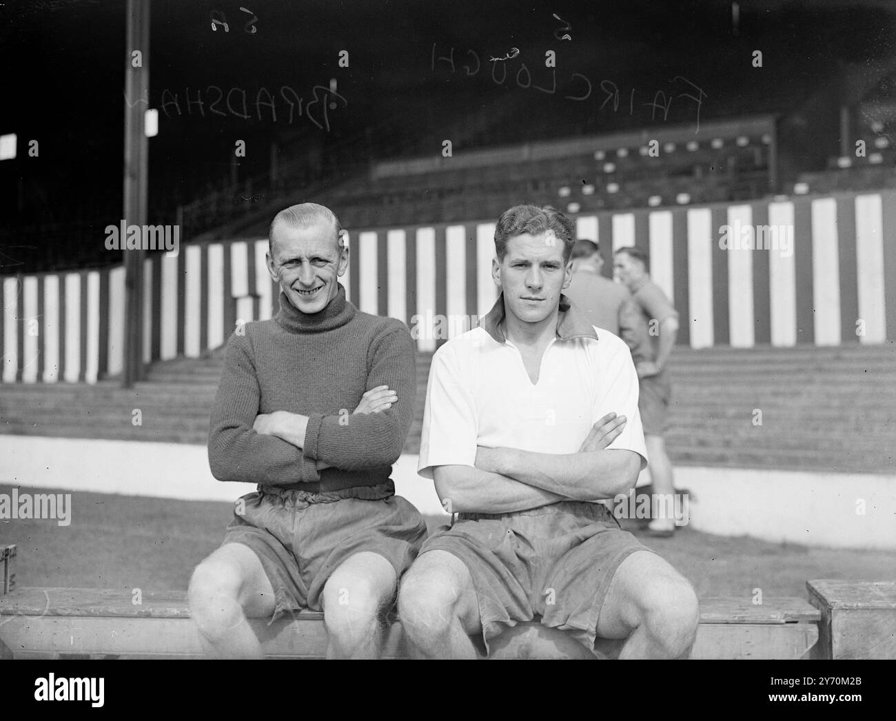 Left to right - Bradshaw and Fairclough. 5 April 1949 Stock Photo - Alamy