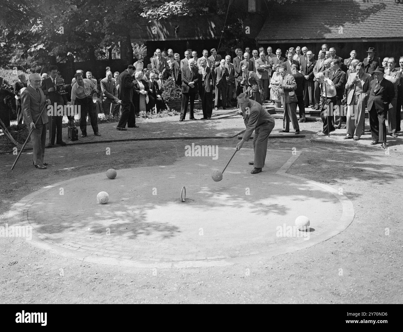 YE OLDE GAME IN PROGRESS One of England's old in games'Mell ' , which ...