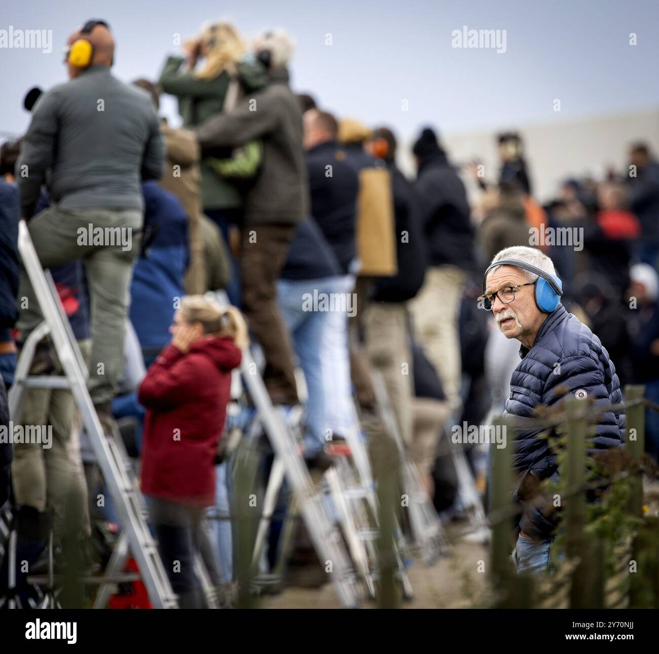 Volkel, Netherlands. September 27, 2024. Aircraft spotters near Volkel ...