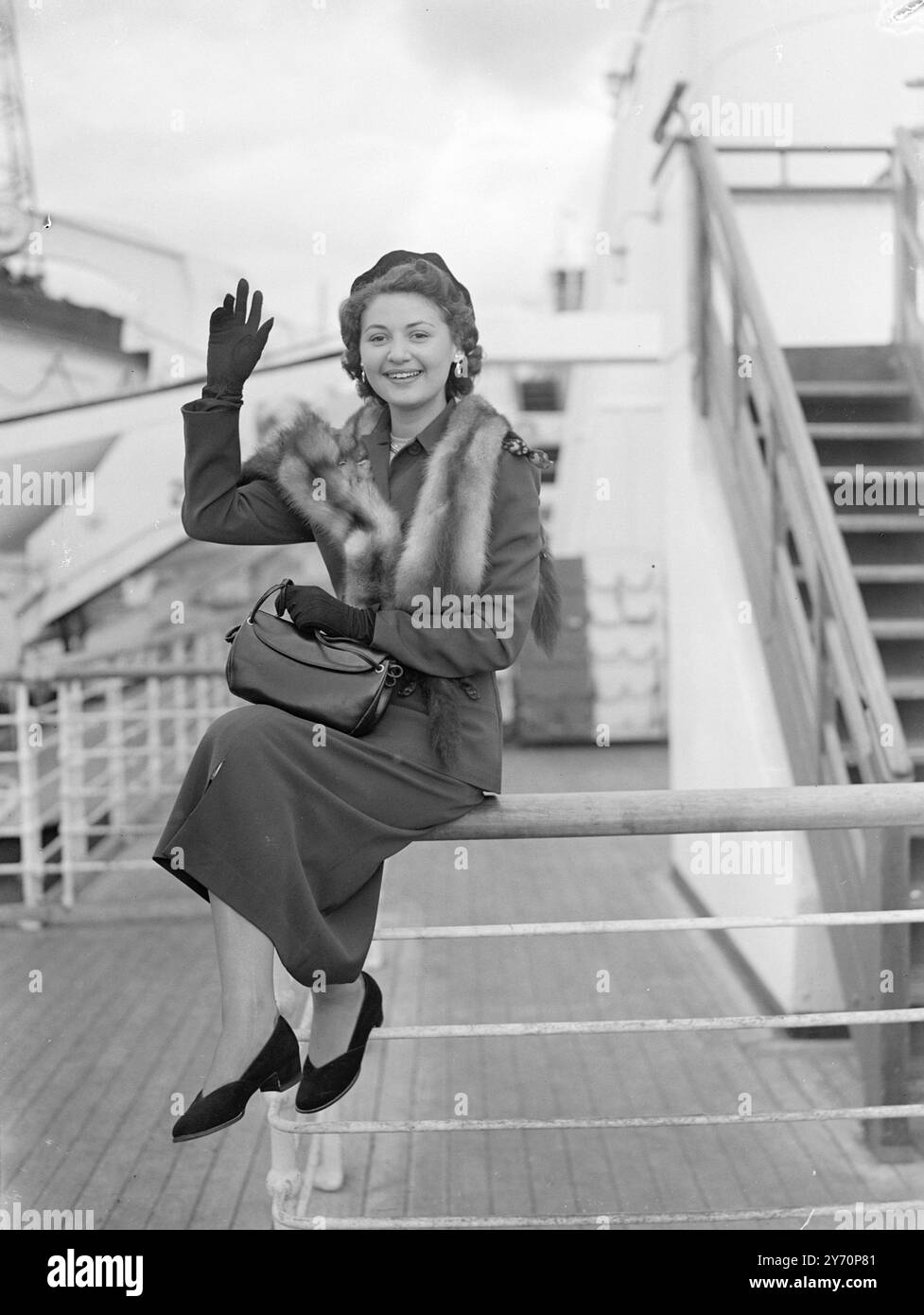 HOME TO HER ENCORE Pictured on arrival at Southampton today is 21-year ...