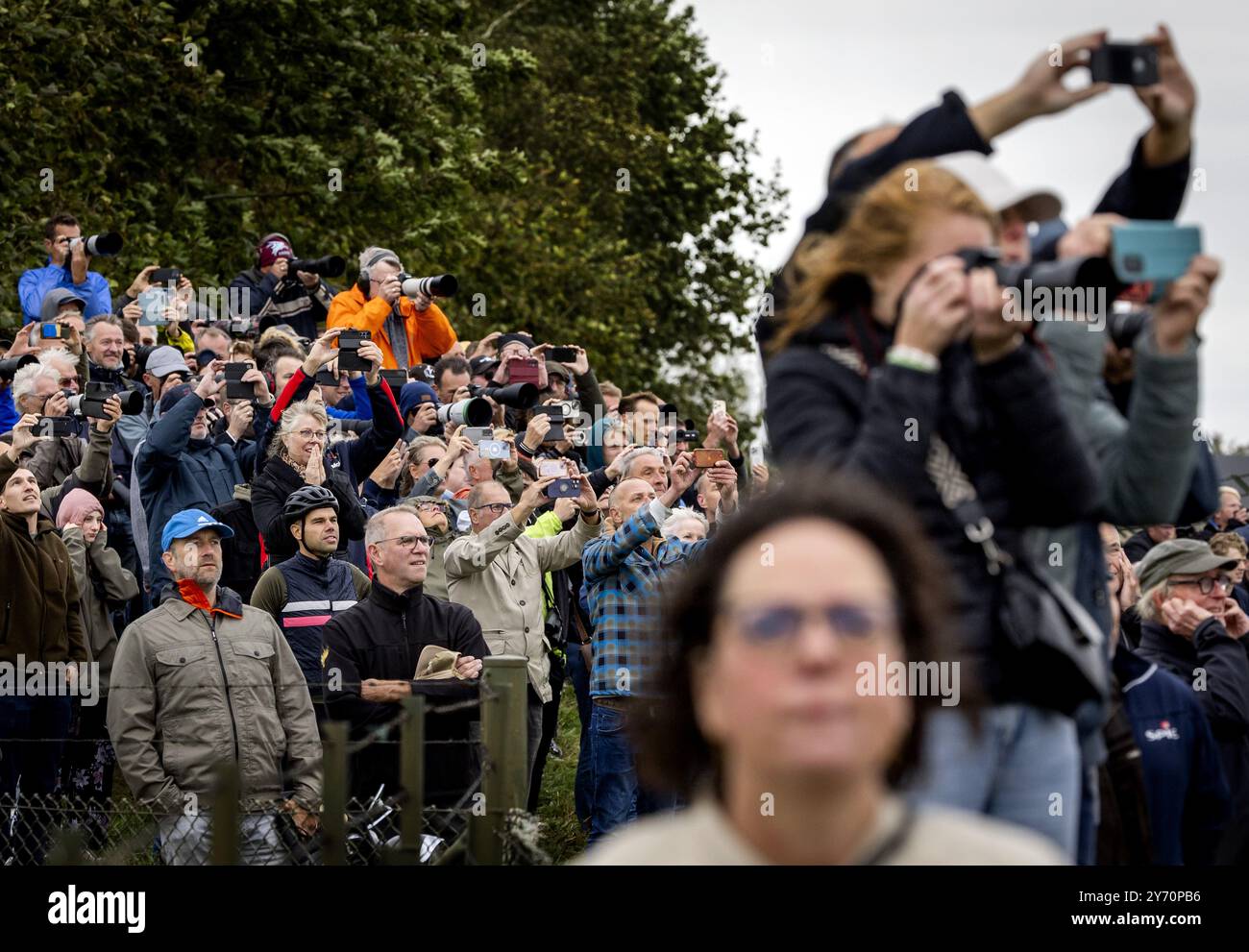 Volkel, Netherlands. September 27, 2024. Aircraft spotters near Volkel ...