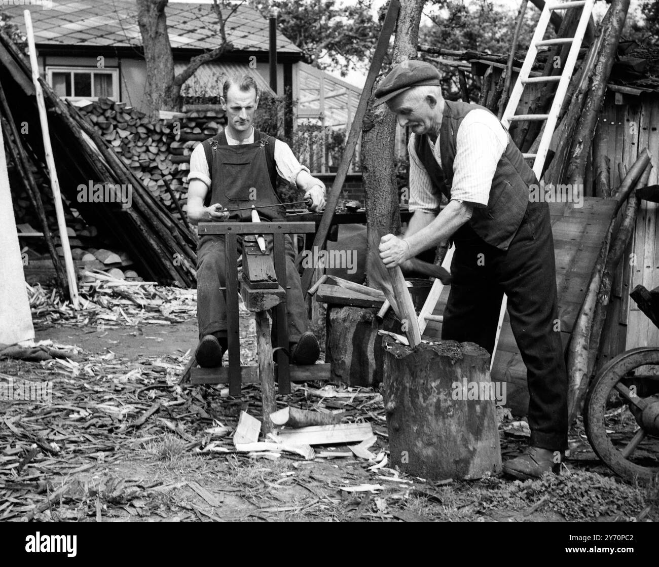 Craftsman with ladders - - - - Ladder making - Offham , Kent - - - - 21 ...