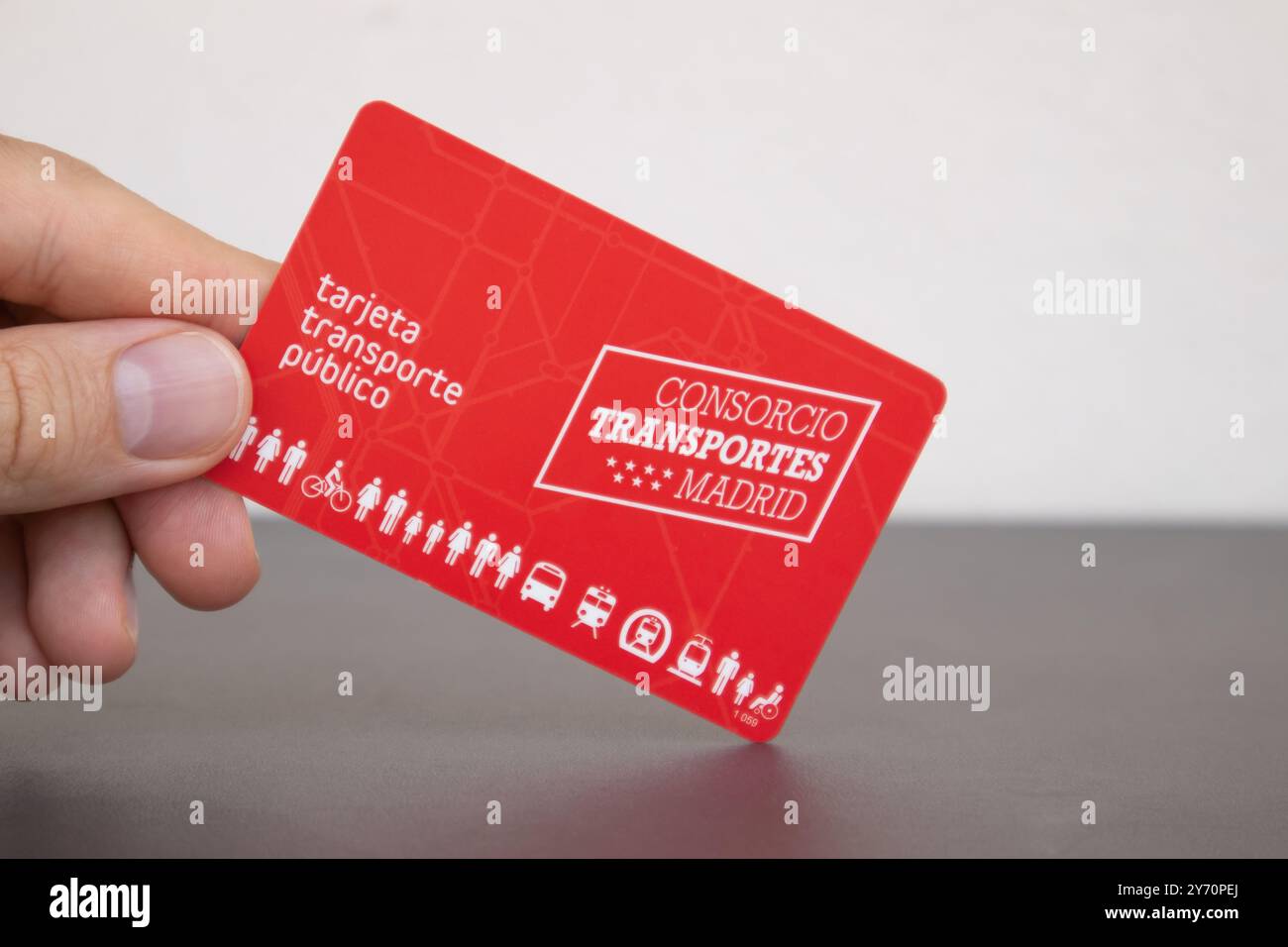 Madrid, Spain - September 1st, 2024: Hand holding Madrid transport card ...