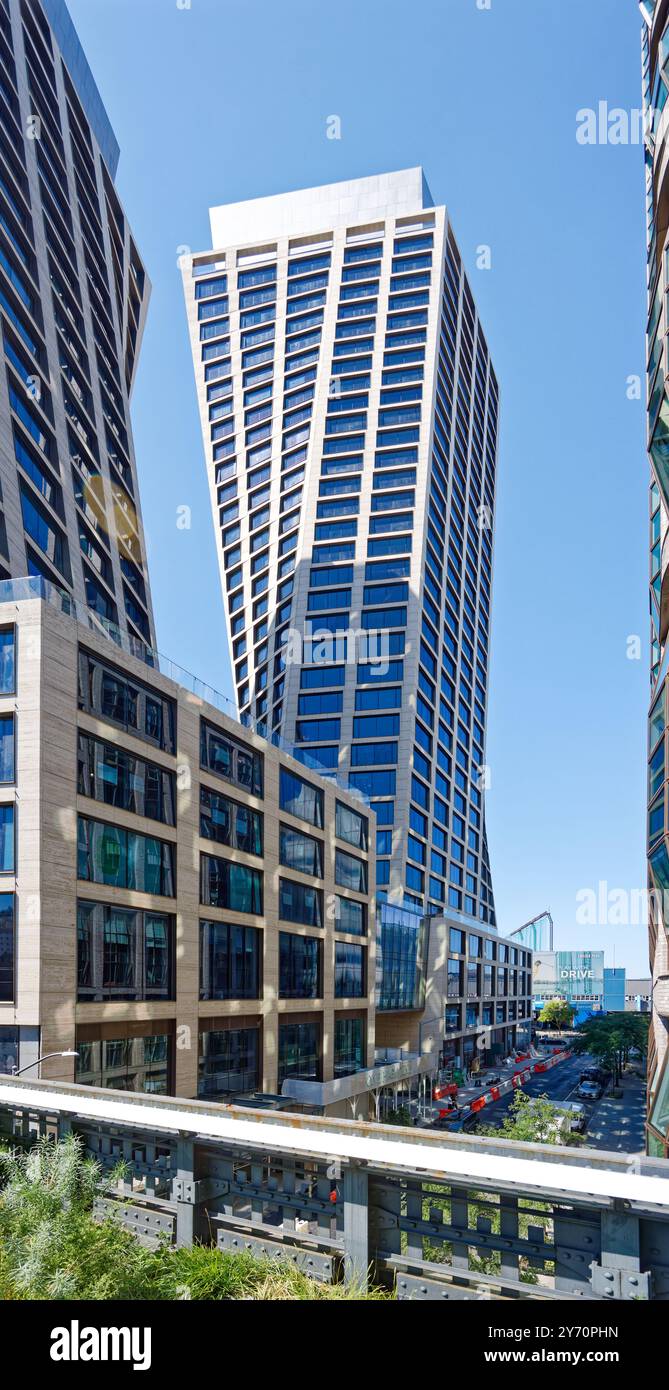 Corkscrew-skewed One High Line rises above the High Line Park "almost ...