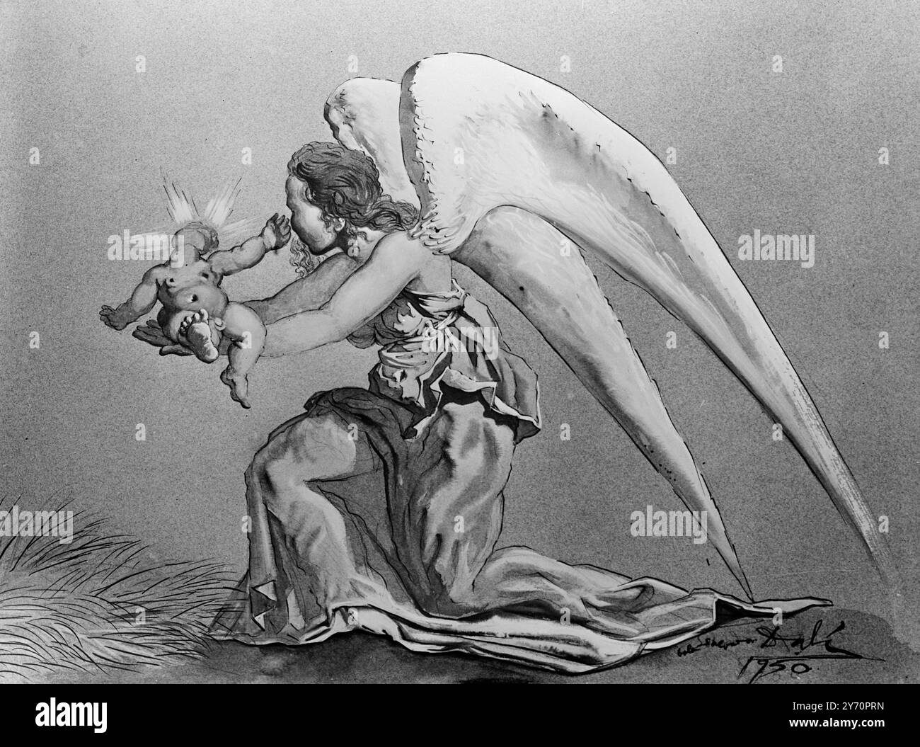 Salvador Dali painting The Etude of the Angels. One of 40 of Dali's ...