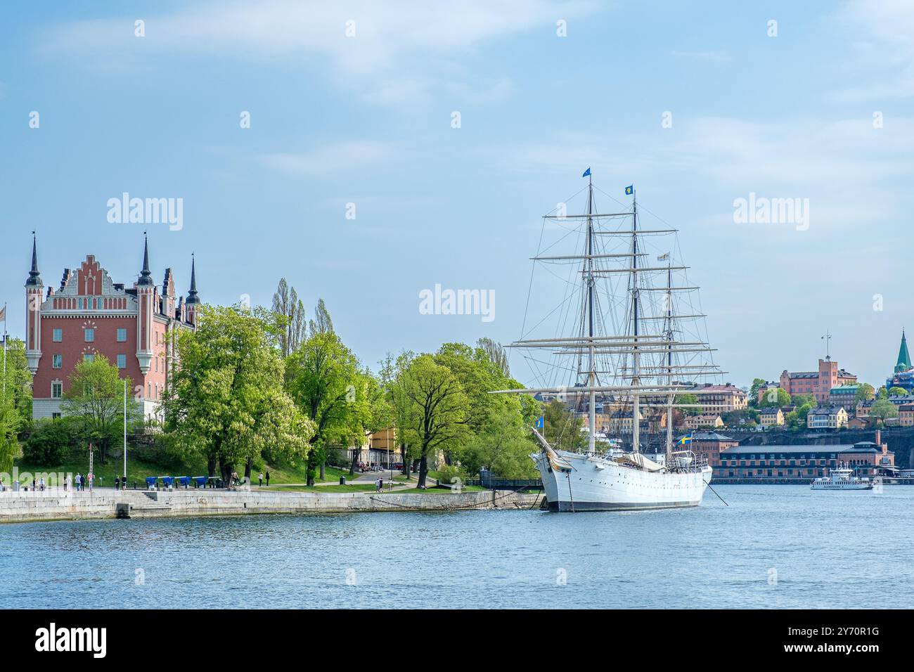 Admirality house and full-rigged ship HMS af Chapman at Skeppsholmen ...