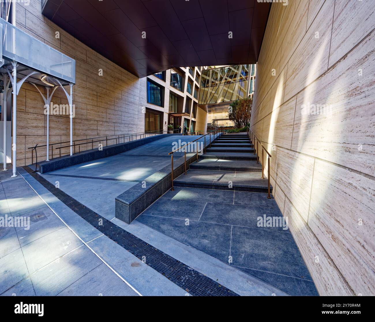 A secluded mid-block courtyard provides entry to One High Line’s ...