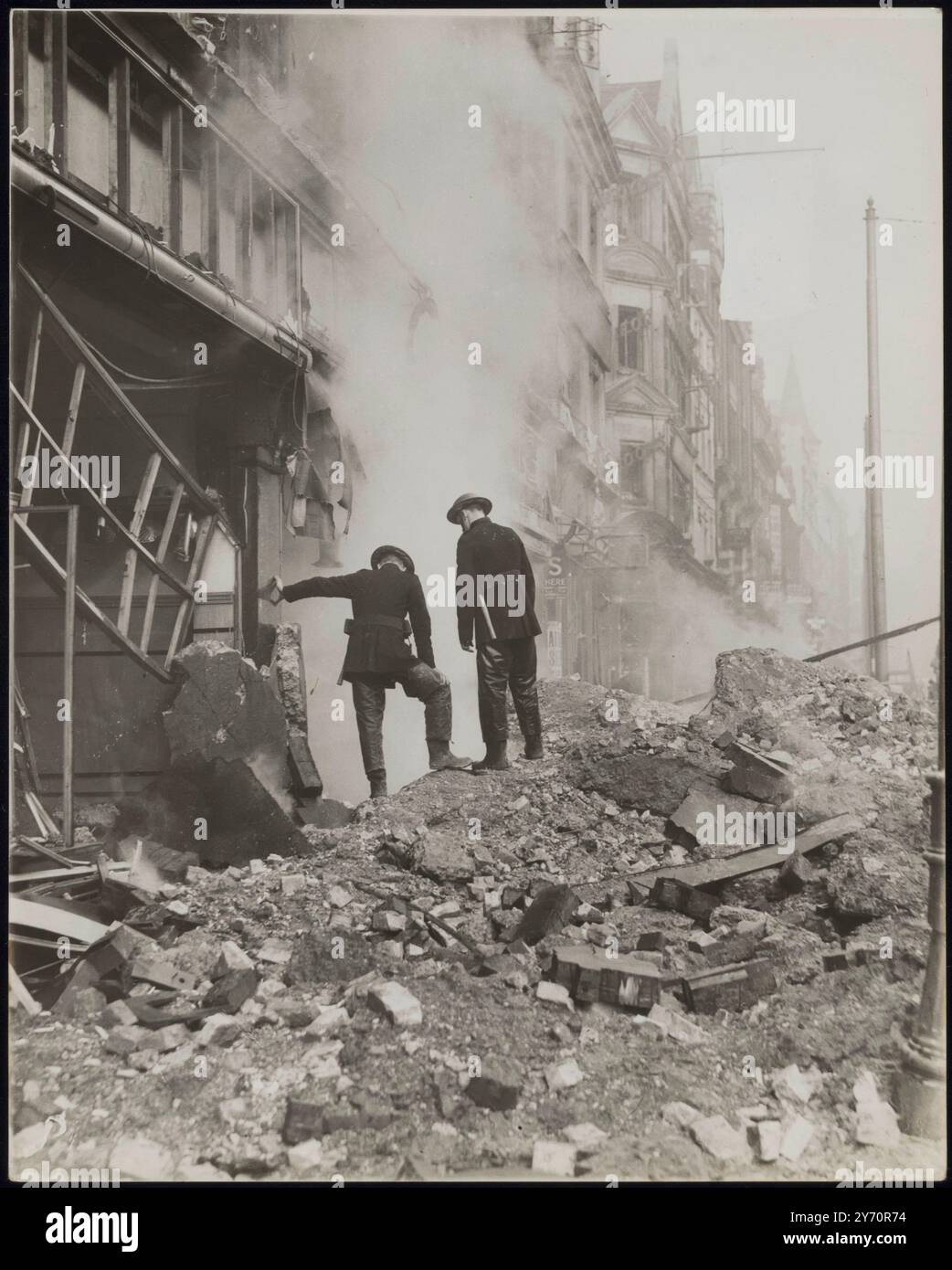 NAZI BOMB SETS LONDON SHOPS ON FIRE.PHOTO SHOWS: Shops in London set of ...